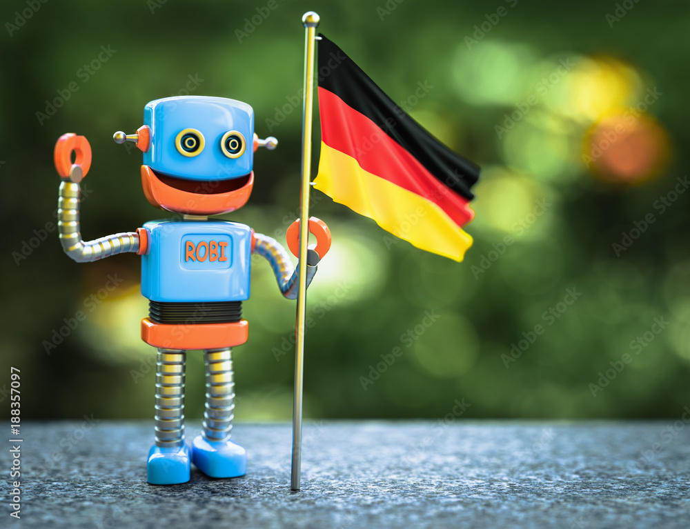 kleiner 3d Roboter Namens Robi mit Deutschland Flagge Stock ...