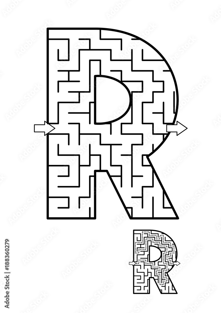Alphabet learning fun and educational activity for kids - letter R maze ...