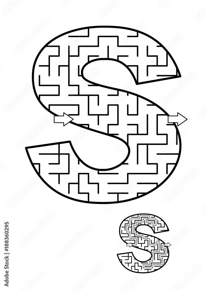 Alphabet learning fun and educational activity for kids - letter S maze ...