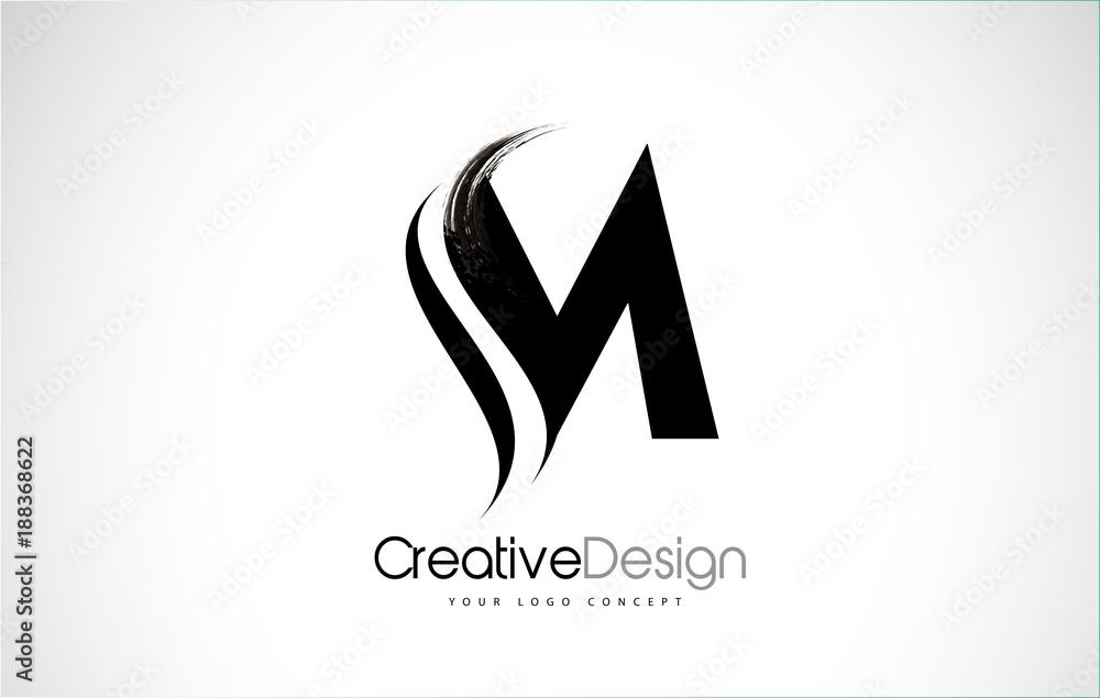 M Letter Design Brush Paint Stroke Stock Vector | Adobe Stock