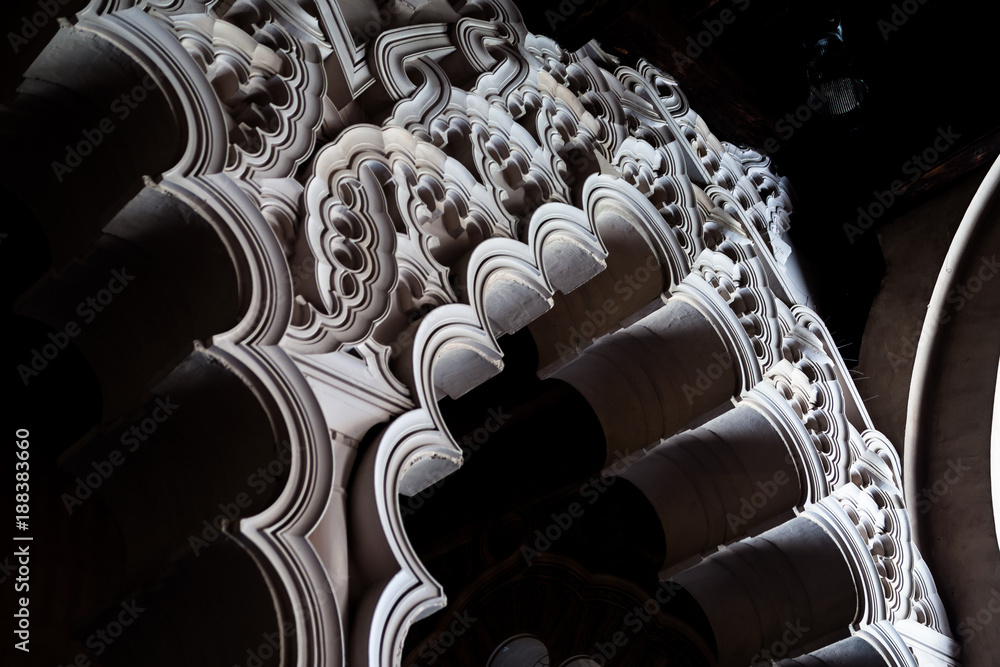 abstract with the arches mixtilinear of the palace of the Alfajeria in ...