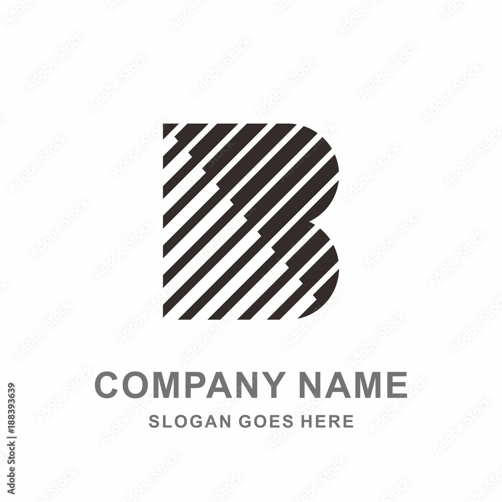Monogram Letter B Geometric Square Strips Architecture Construction ...