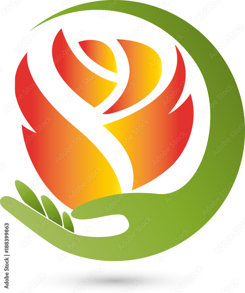 Hand und Rose, Rose, Hand, Geschenk, Logo Stock Vector | Adobe Stock