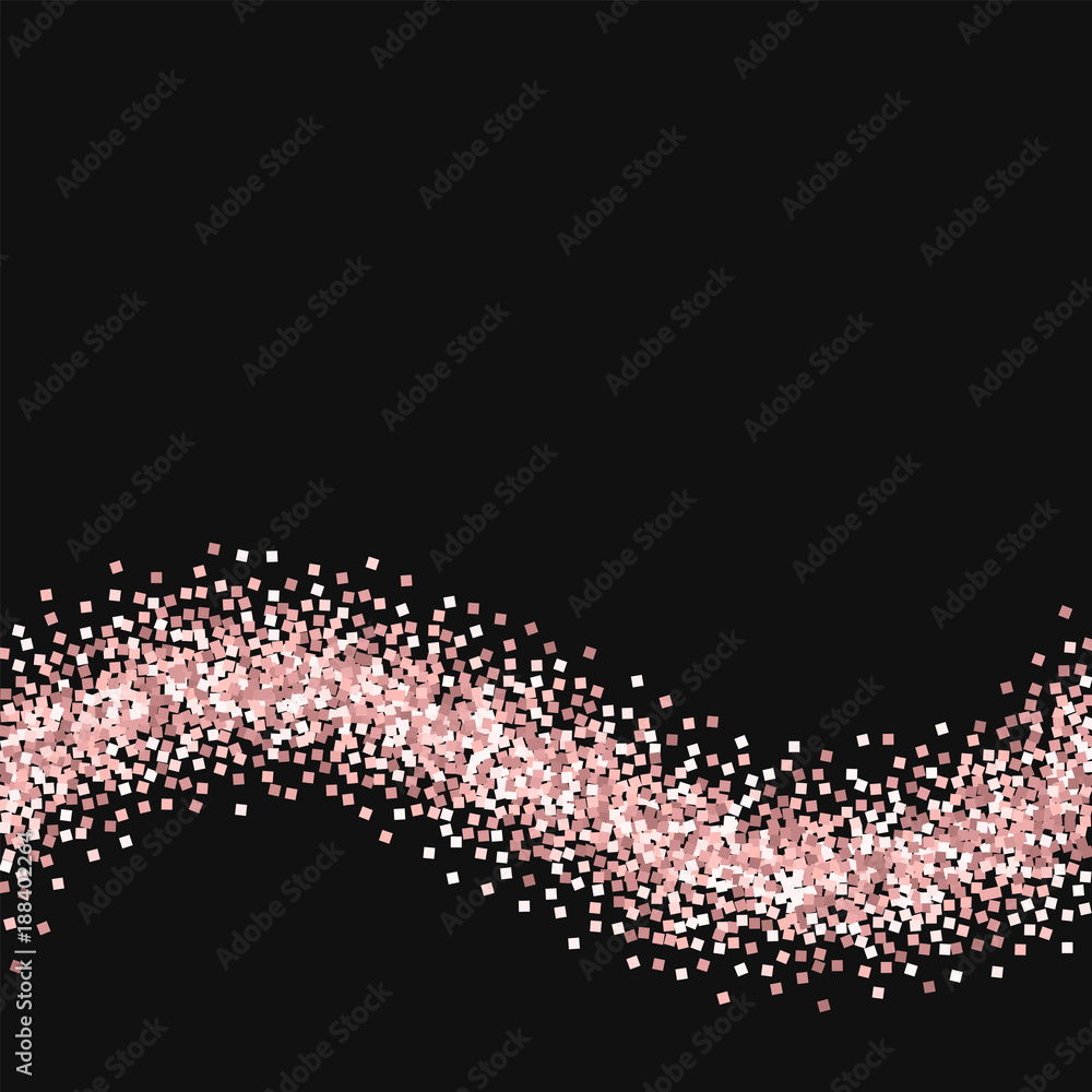 Pink gold glitter. Bottom wave with pink gold glitter on black ...