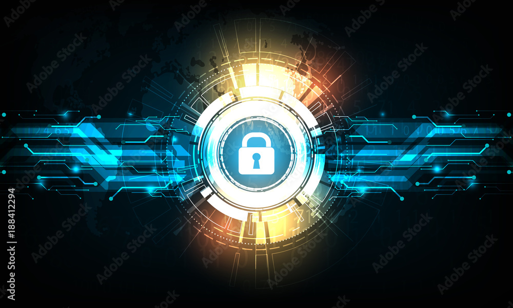 vector cyber security with lock and password on technology background ...