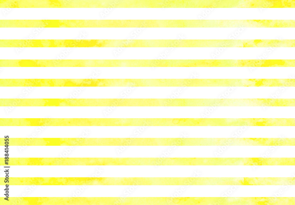 Watercolor yellow stripes. Yellow horizontal lines isolated on white ...