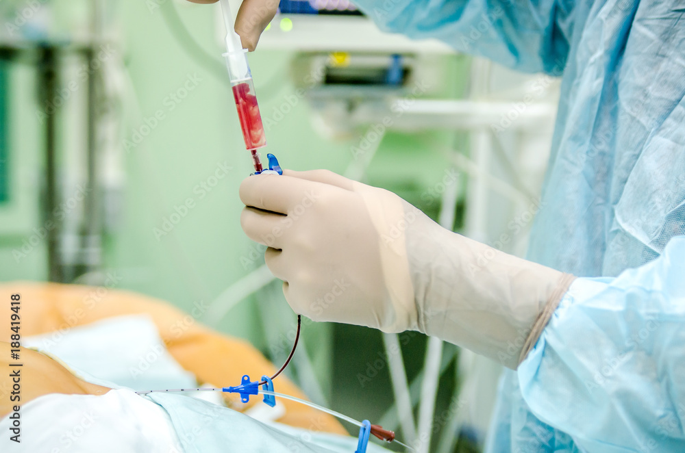 The process of checking the central venous catheter. Stock Photo ...
