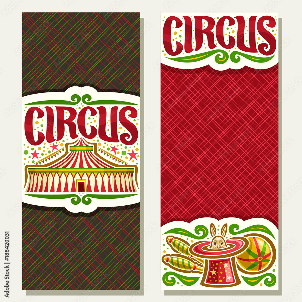 Vector banners for Circus with copy space, original brush font for word ...