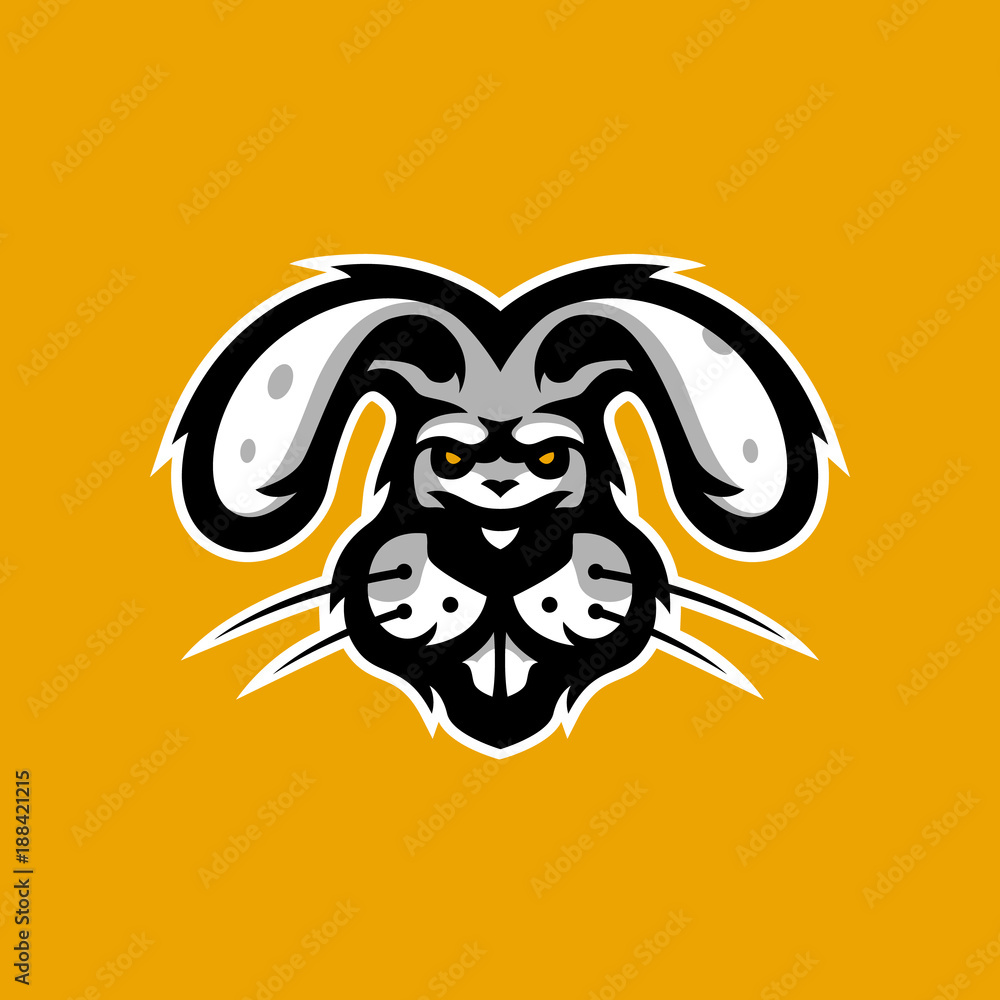 Rabbit mascot logo design for sports team. Vector illustration Stock ...