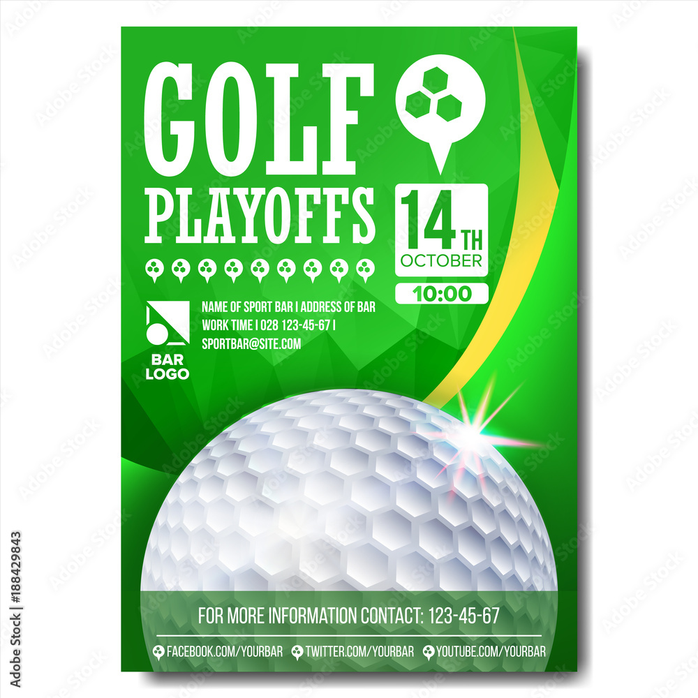 Golf Poster Vector. Design For Sport Bar Promotion. Golf Ball. Modern ...