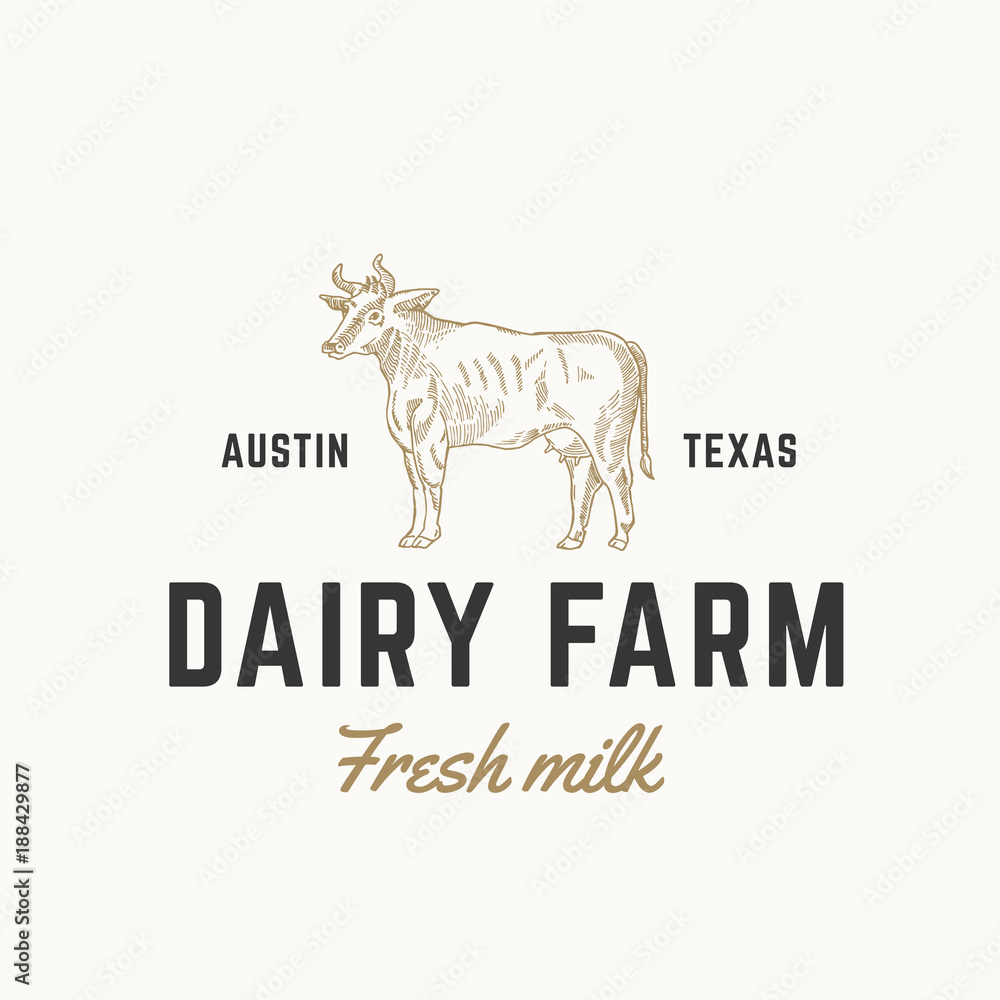 Fresh Milk Dairy Farm Abstract Vector Sign, Symbol or Logo Template ...