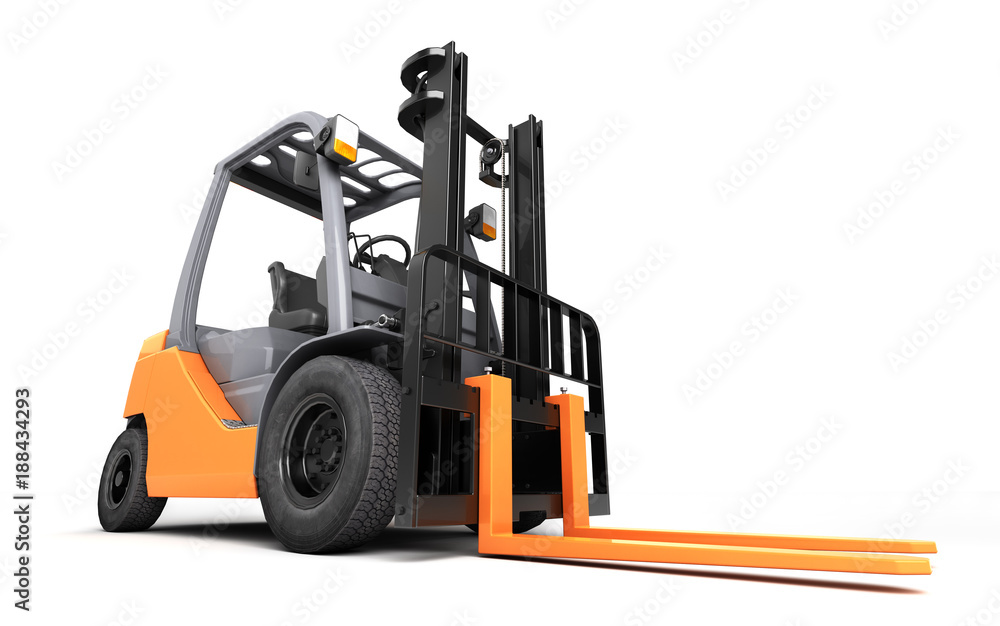3d rendering massive powerful forklift truck isolated on white ...