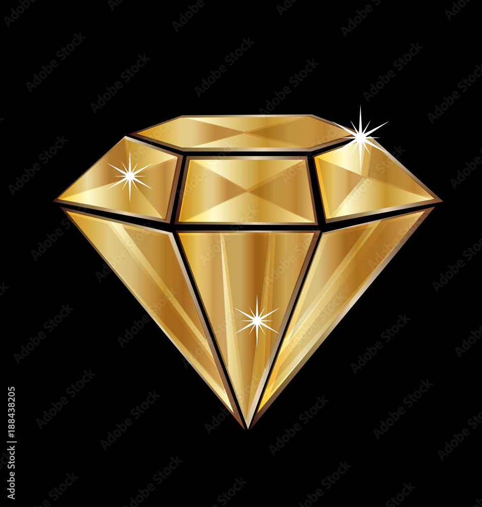 Golden diamond isolated vector Stock Vector | Adobe Stock