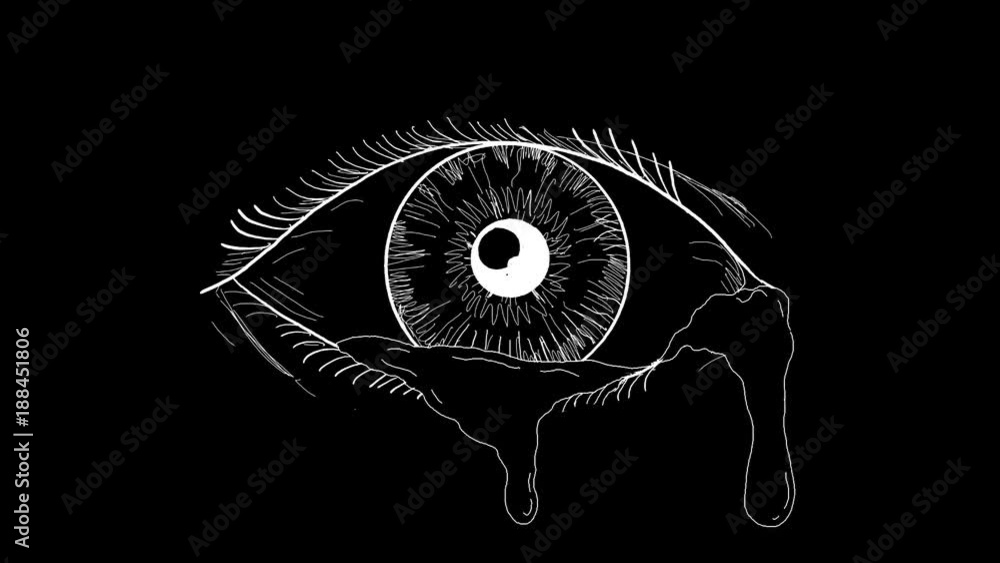 2d Animation motion graphics showing an eye crying and blinking with ...