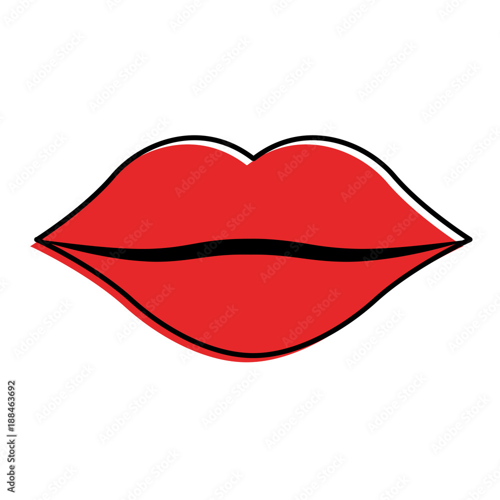 women lips cartoon kiss patch design vector illustration Stock Vector ...
