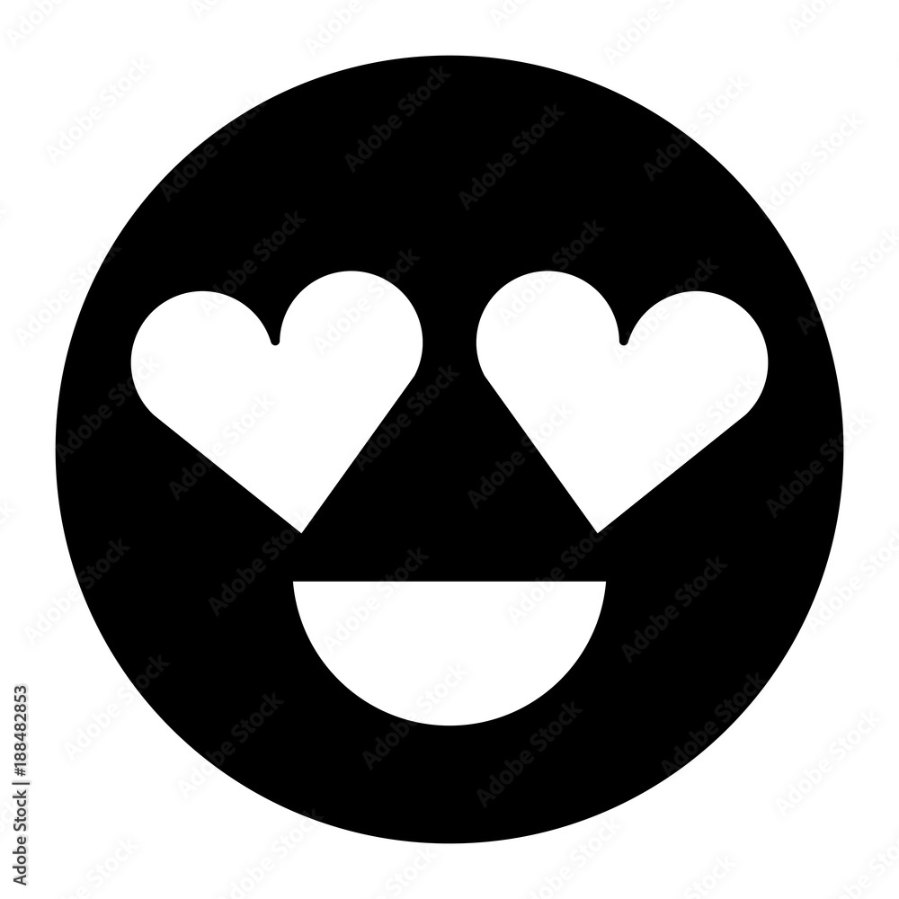smile emoticon heart shape eyes love vector illustration pictogram ...