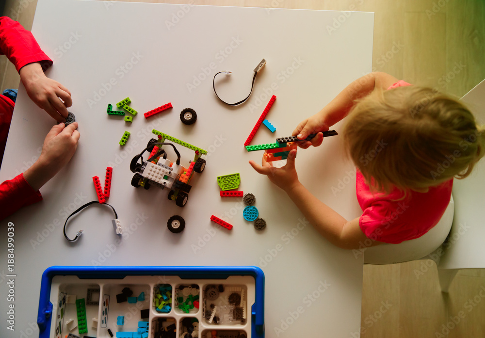 kids building robot at robotic technology school lesson Stock Photo ...
