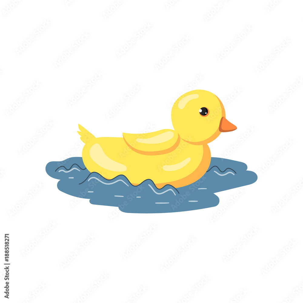 Giant yellow duck floating on water cartoon vector Illustration Stock ...
