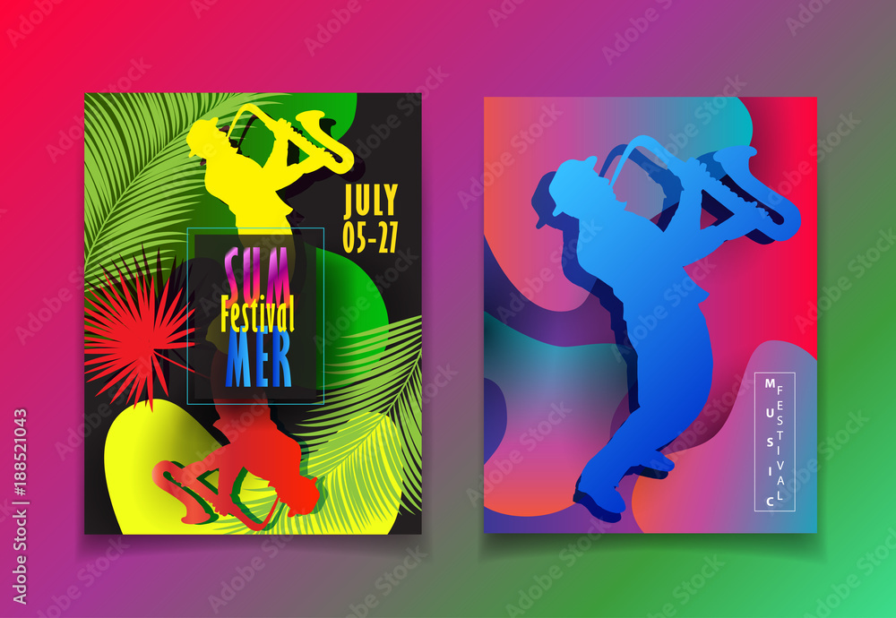 Unique Jazz Dance Festival modern design poster, lyer, banners set ...
