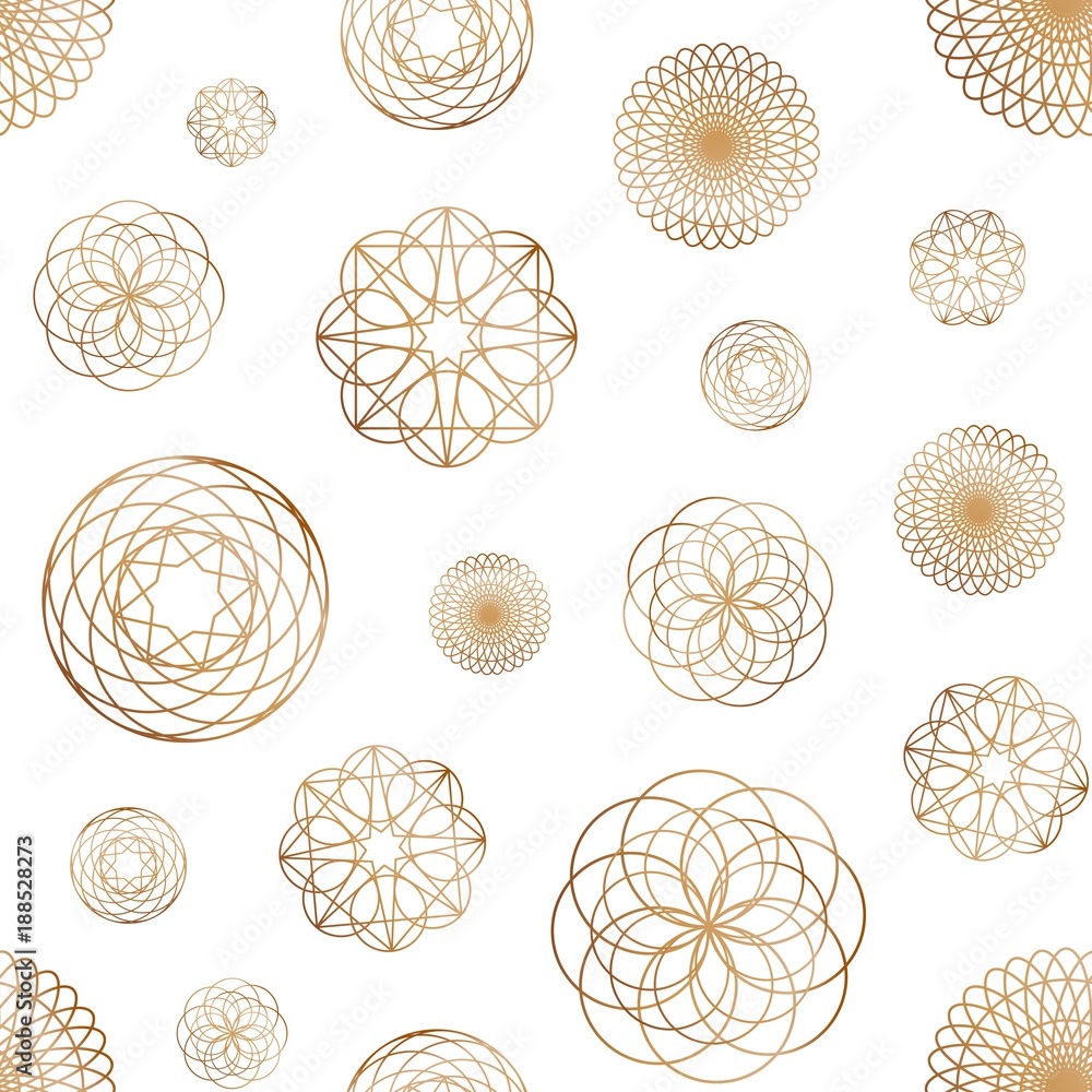 Abstract seamless pattern with various round geometric shapes drawn ...