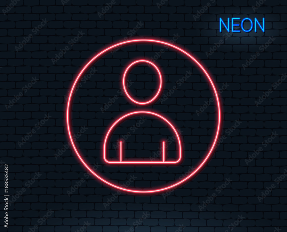 Neon light. User line icon. Profile Avatar sign. Person silhouette ...