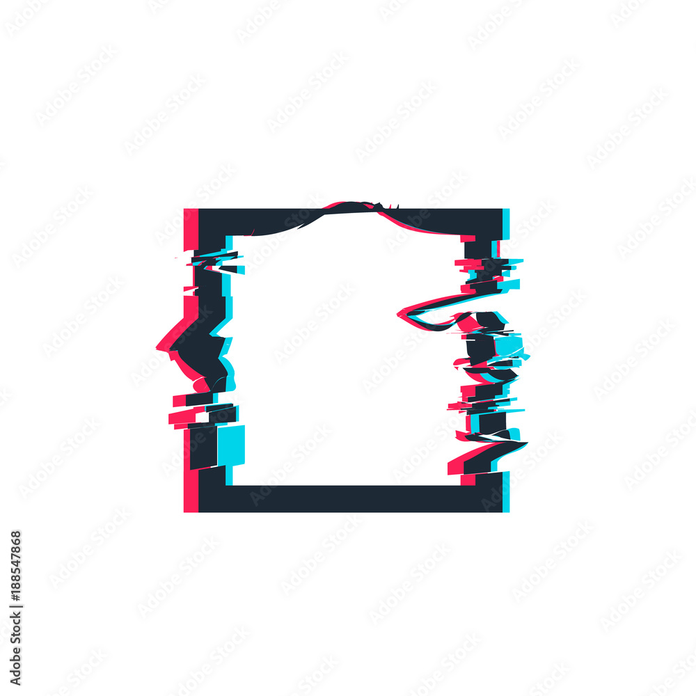 Glitch distortion frame. Vector square illustration Stock Vector ...