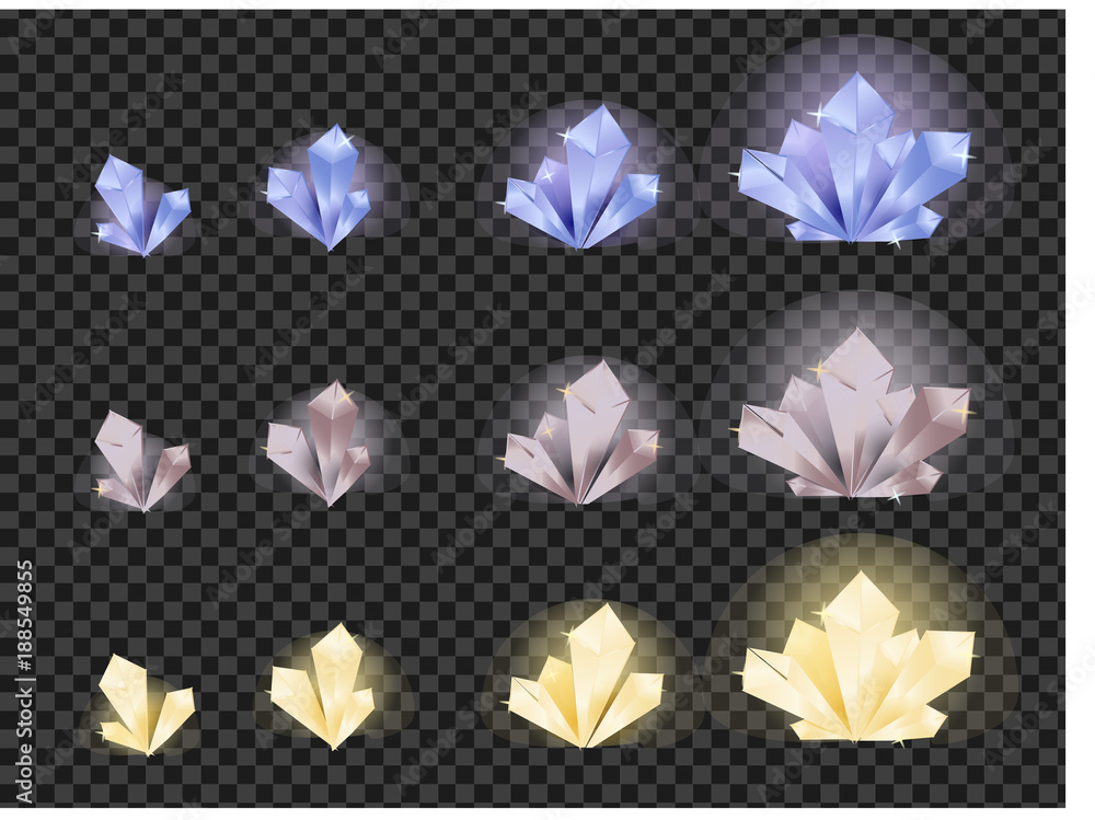 Vector set of glass crystals isolated on a transparent background ...