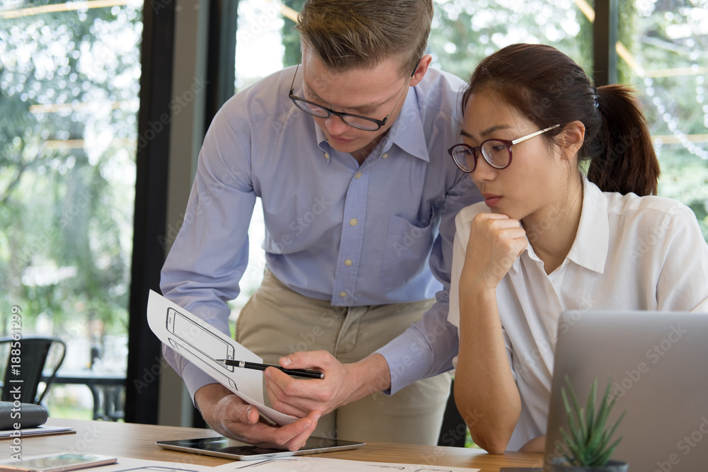 user experience, UX designer designing web on smartphone layout. UI ...