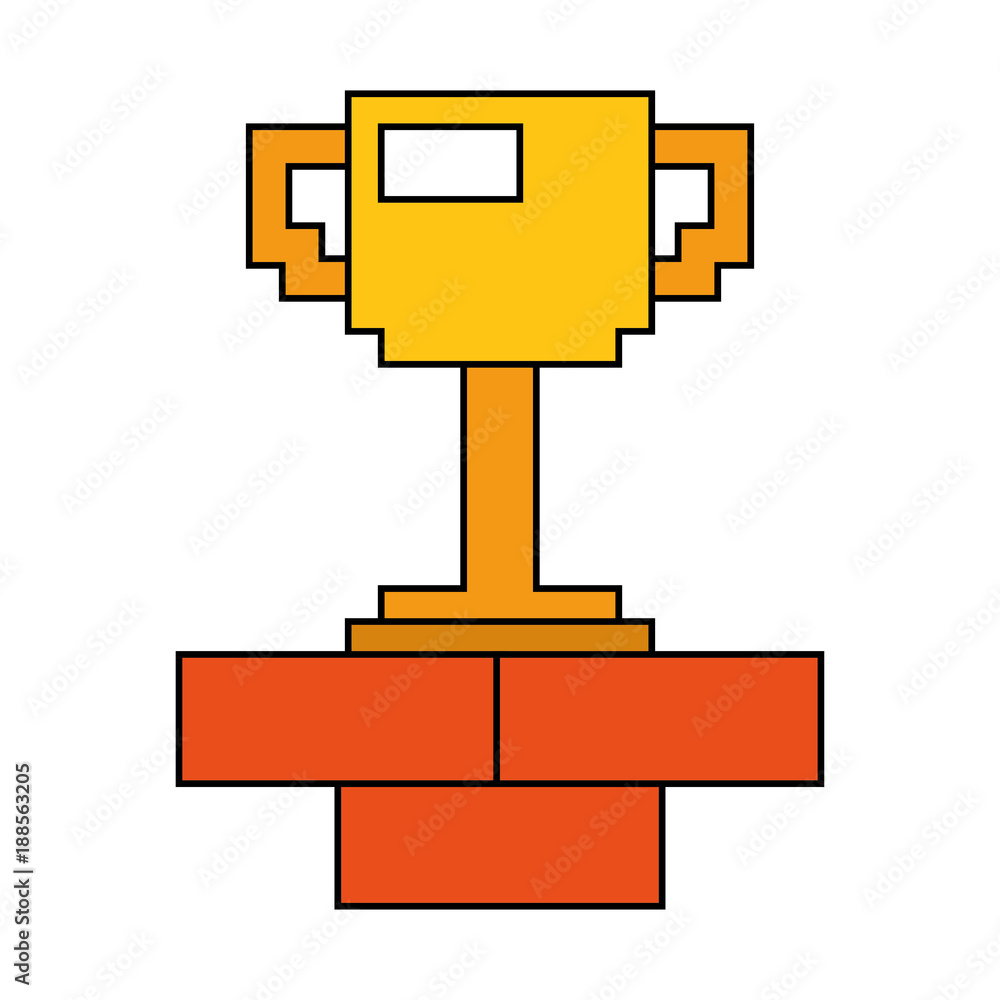 pixel trophy prize game brick wall vector illustration Stock Vector ...