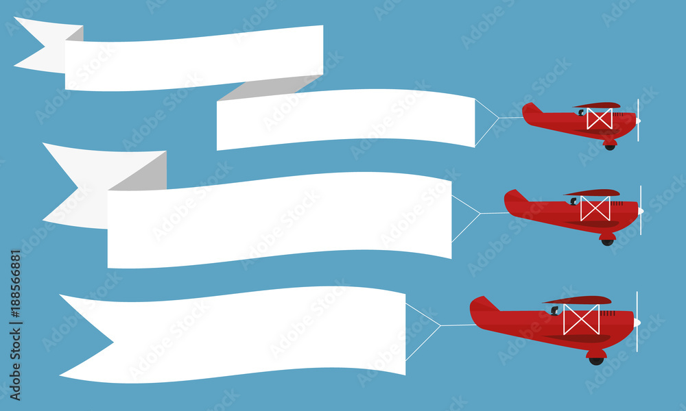 Set of Airplanes with banner. Airplanes with message. Template. Stock ...