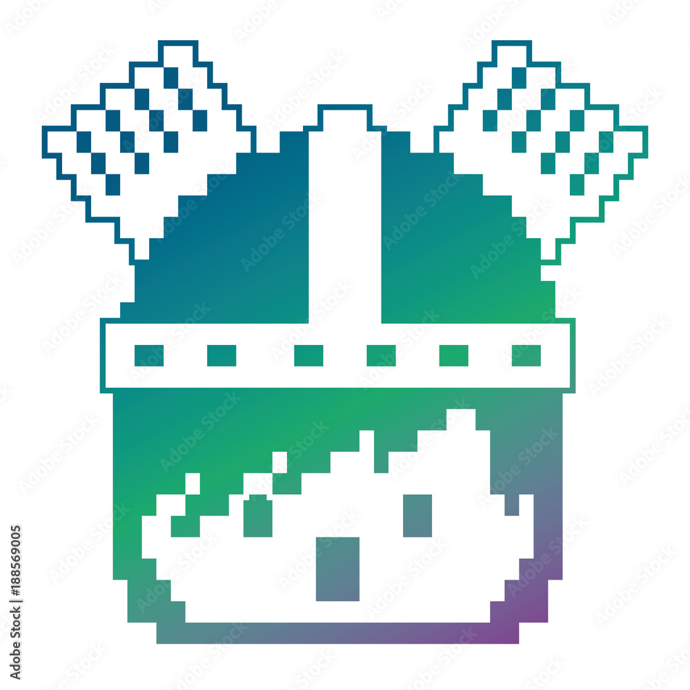 pixel character face knight with helmet game vector illustration blur ...