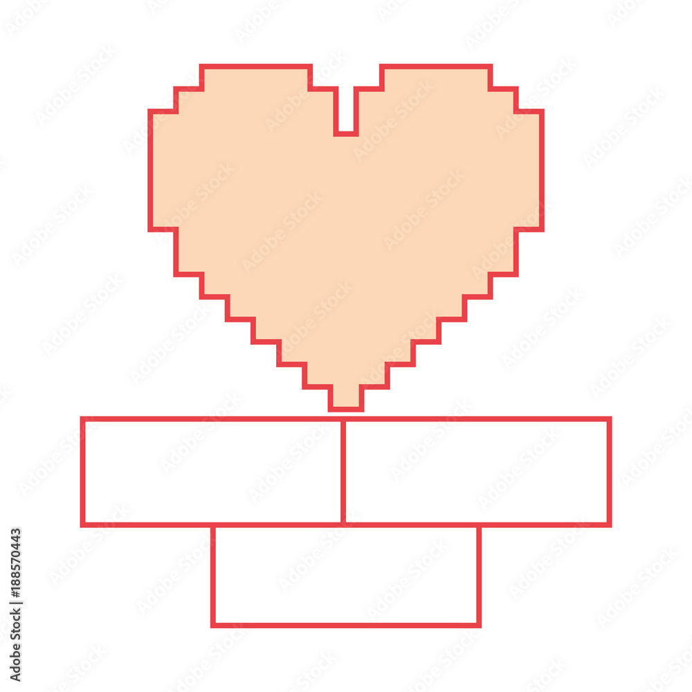 pixelated video game treasure chest vector illustration orange color ...