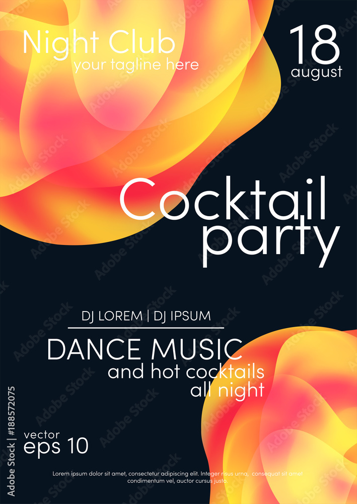 Cocktail party poster. Music poster background template with abstract ...