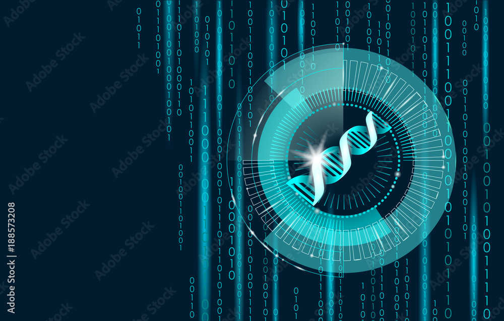 DNA binary code future computer technology concept. Genome science ...