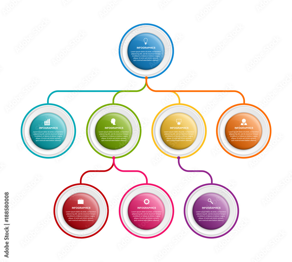 Infographic design organization chart template for business ...