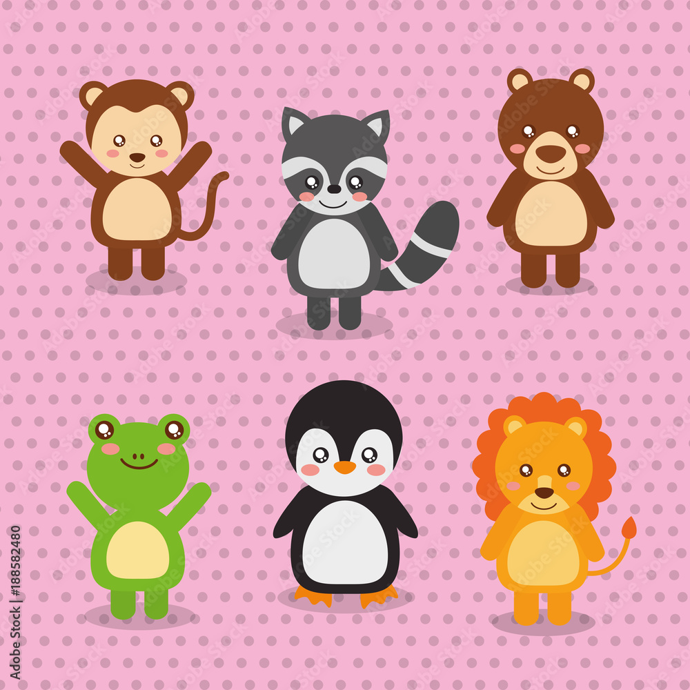 set cute animals wildlife fauna vector illustration vector de Stock ...