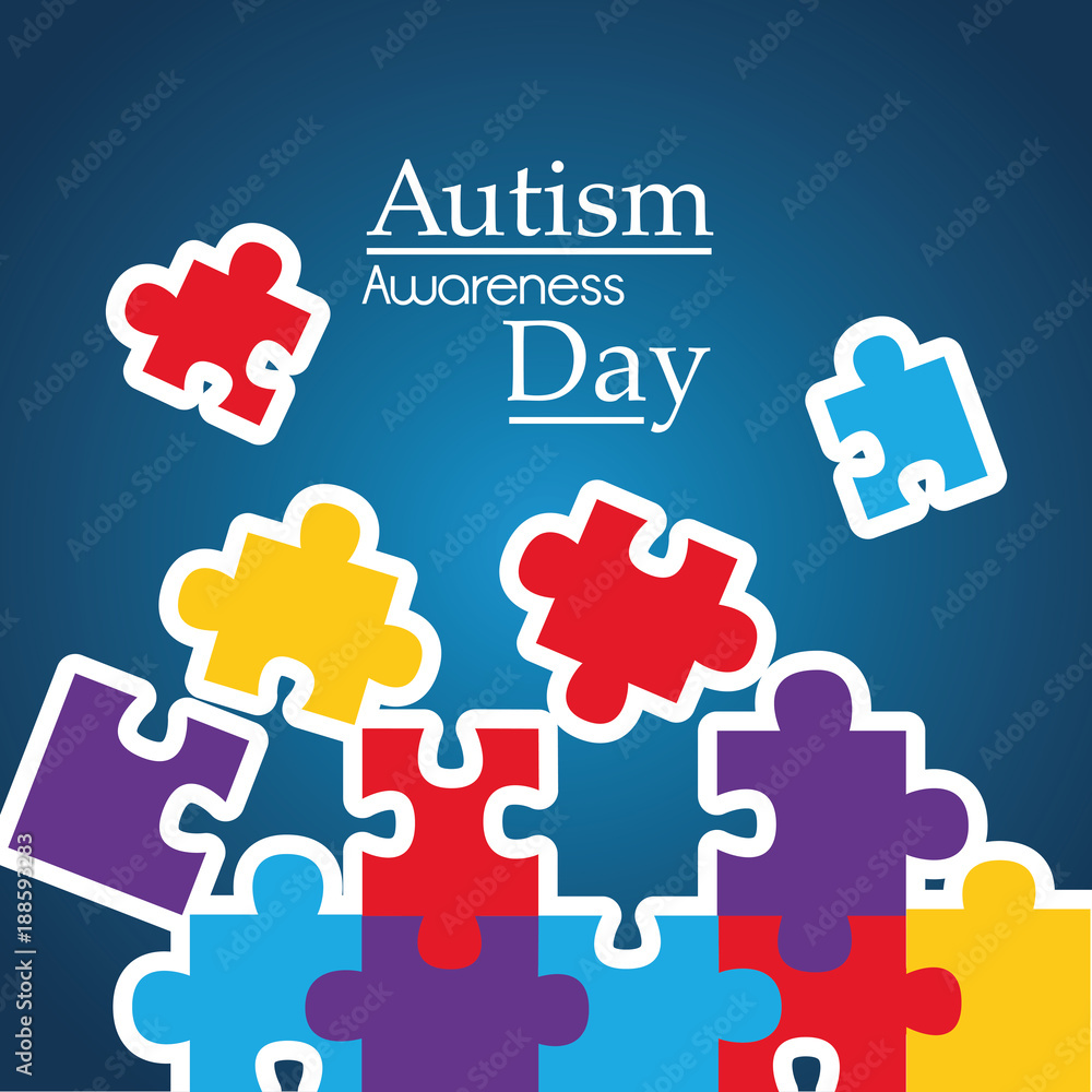autism awareness poster with puzzle pieces solidarity and support ...