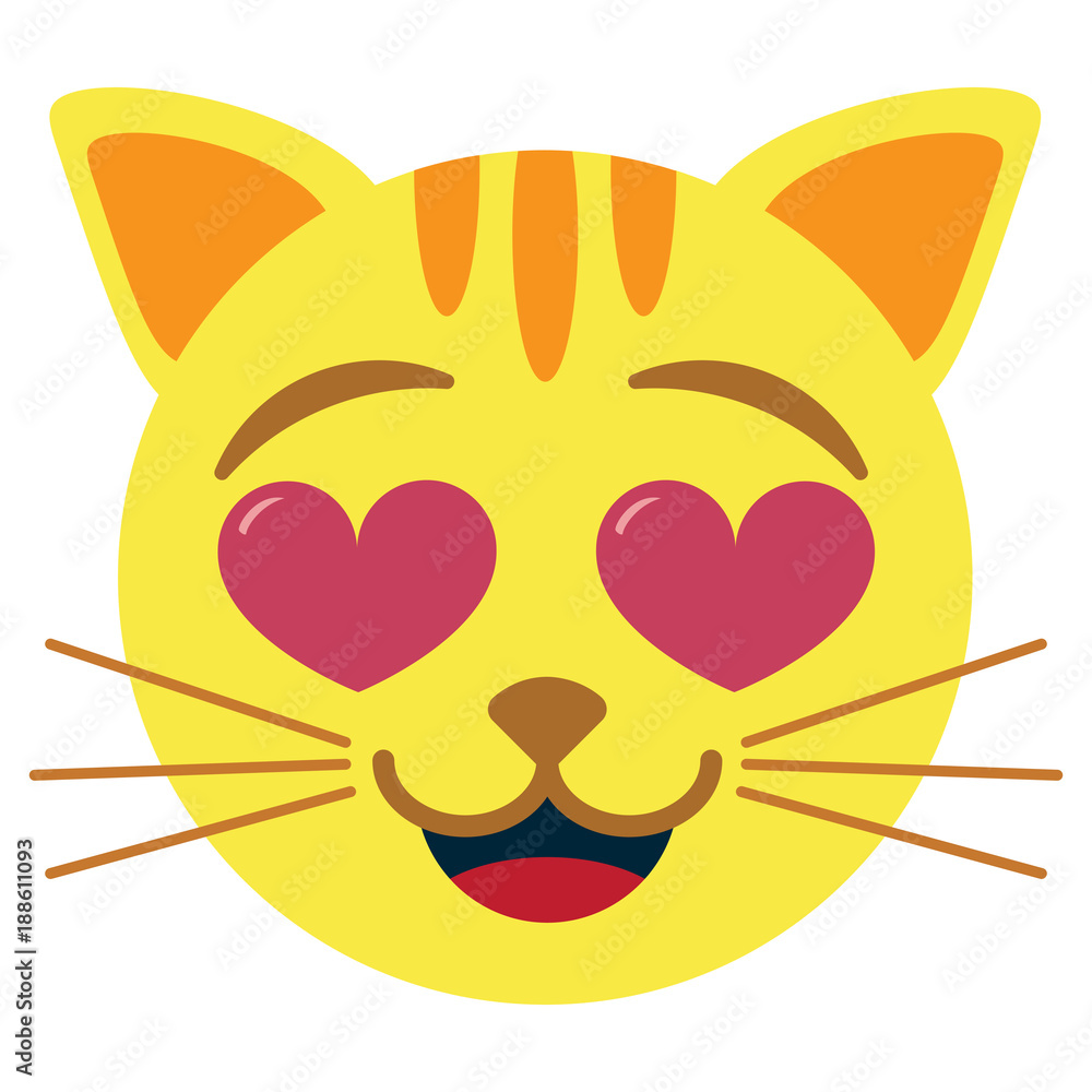 Vector cute kawaii cat emoji smiling colorful isolated Stock Vector ...