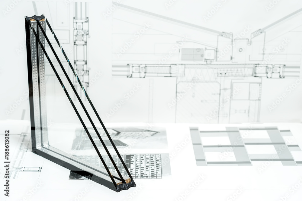 A cross section of window Design of pvc profiles for window, triple ...
