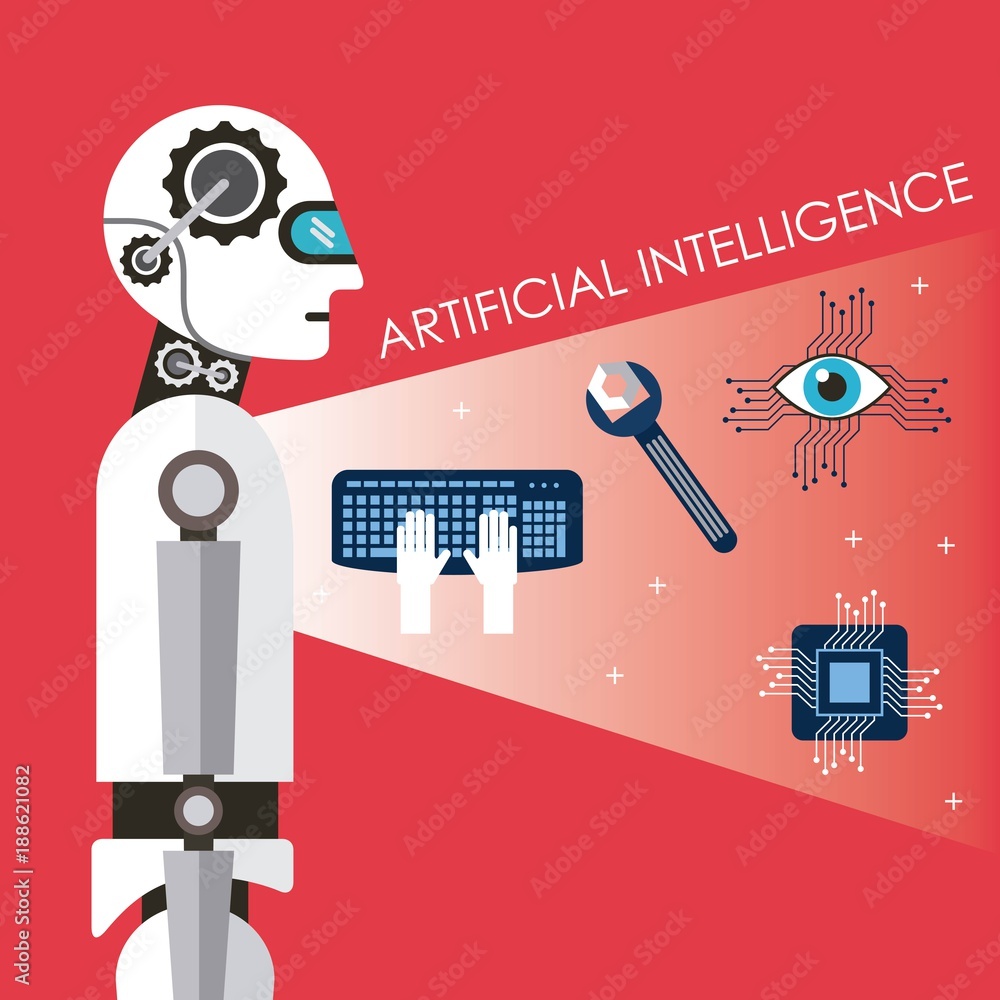 artificial intelligence technology process success futurist vector ...