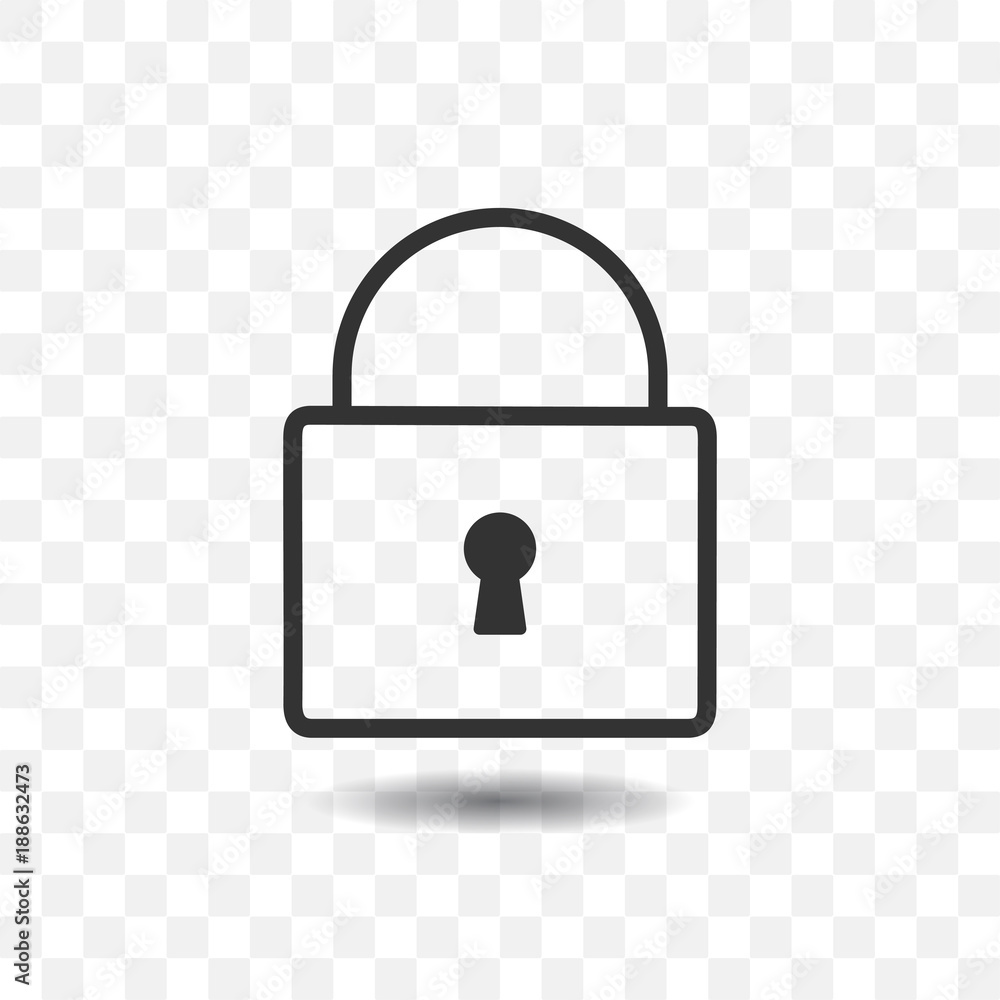 Pad lock icon with shadow on transparent background. Stock Vector ...