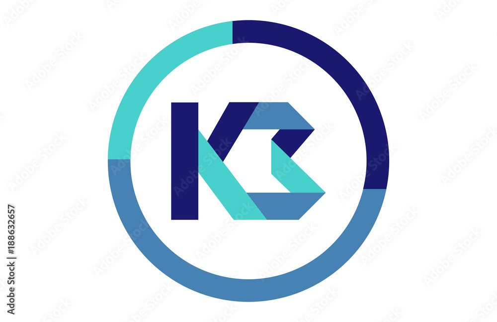 KB Global Circle Ribbon Letter Logo Stock Vector | Adobe Stock