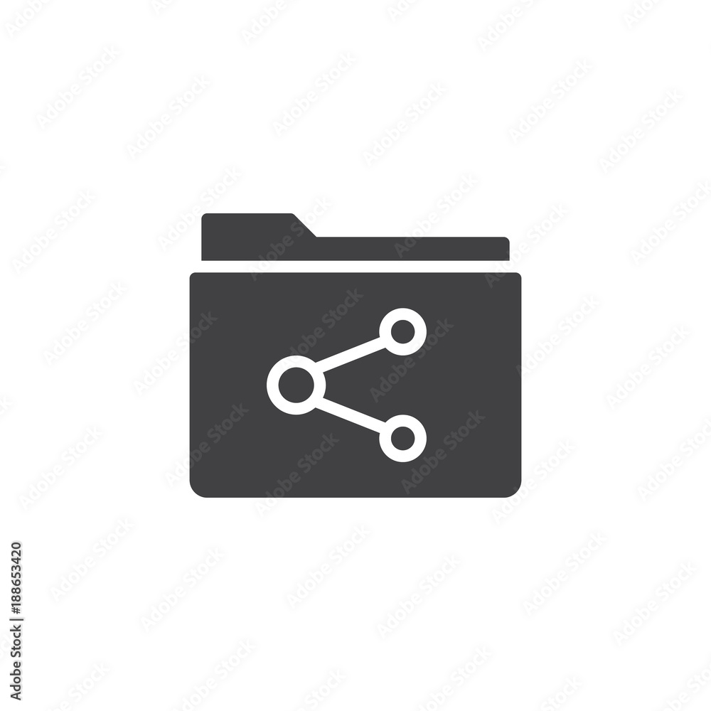 Shared folder icon vector, filled flat sign, solid pictogram isolated ...