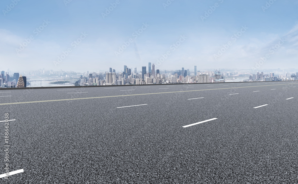 Road ground and Chongqing urban architectural landscape skyline Stock ...
