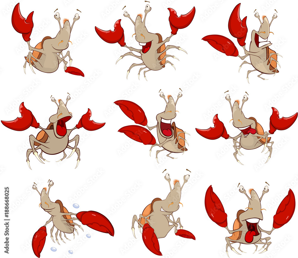 Set of Cartoon Illustration. A Cute Crabs for you Design Stock Vector ...