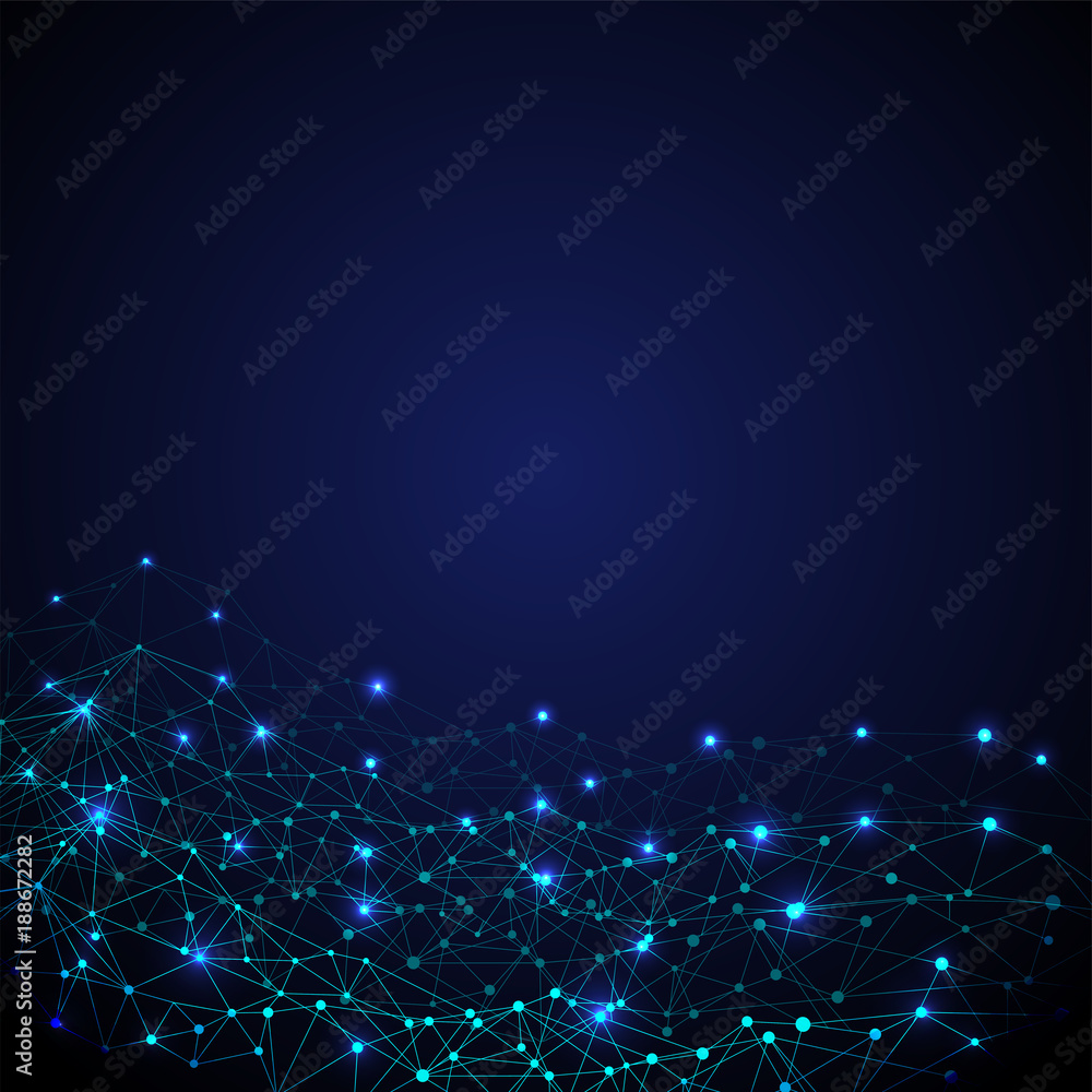 Blockchain network concept , Distributed ledger, computer connection technology, matrix coded ...