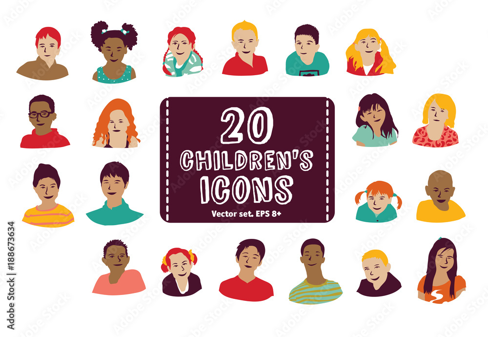 Children icons group set. Stock Vector | Adobe Stock