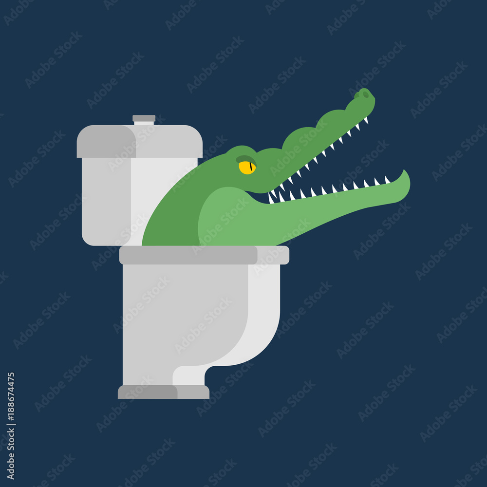 Crocodile in toilet. Alligator in sewer. Predator animal. City legend ...