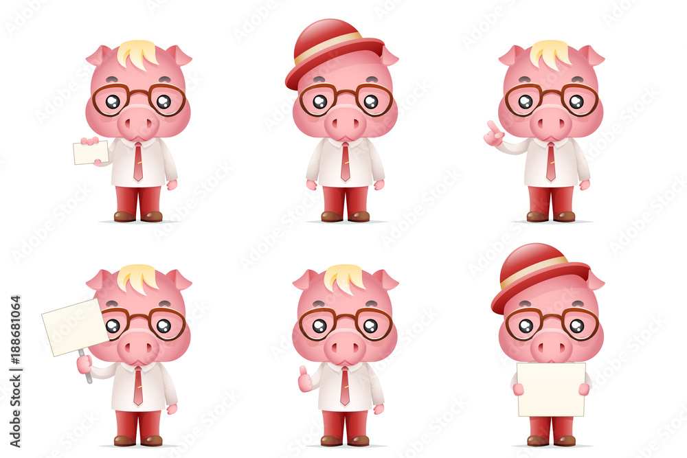 Cute Swine Pig Businessman Man 3d Realistic Cartoon Character Design ...