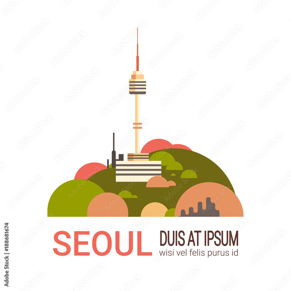 Seoul Tower Cityscape South Korea City View With Famous Landmarks ...